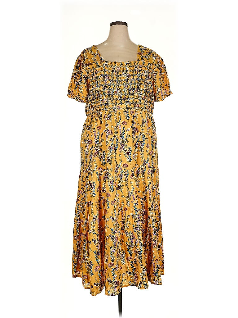 The Pyramid Collection 100% Rayon Yellow Casual Dress Size 2X - 60% off ...