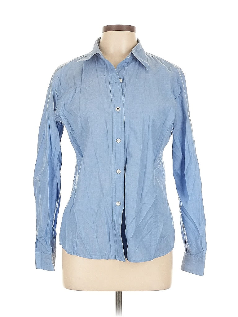 Liz Claiborne 100% Cotton Blue Long Sleeve Button-Down Shirt Size 10 - 59% off | ThredUp