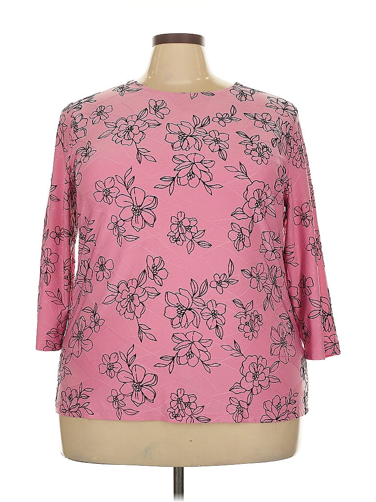 JM Collection Floral Pink 3/4 Sleeve T-Shirt Size 3X - 36% off | ThredUp
