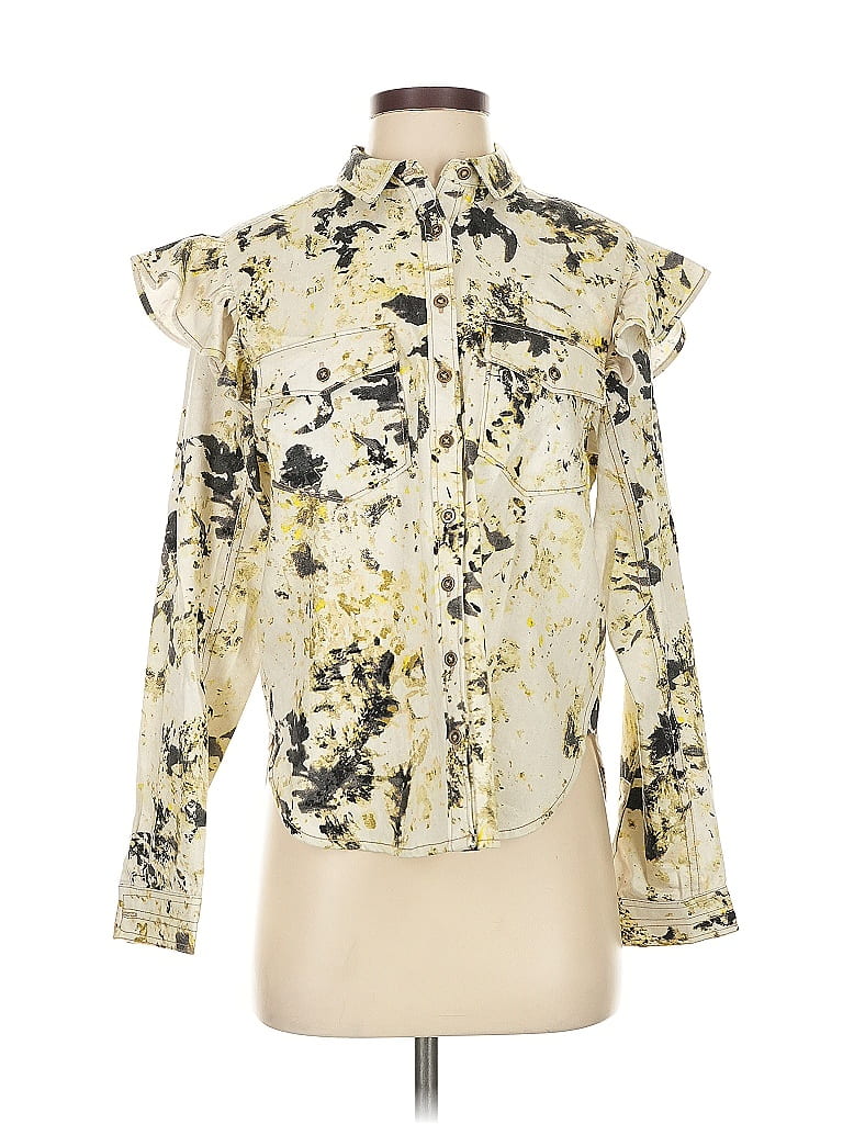 Pilcro 100% Cotton Print Gold Long Sleeve Blouse Size S - 72% off | ThredUp