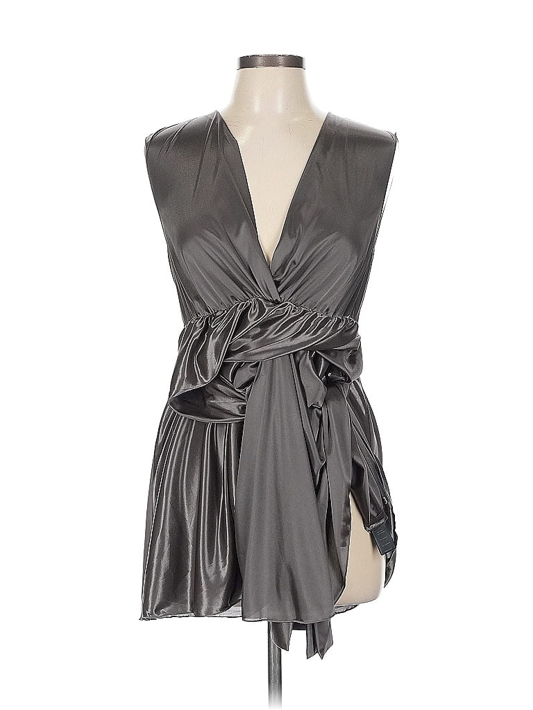 Rozae by Rozae Nichols 100% Polyester Solid Gray Tan Sleeveless Blouse ...