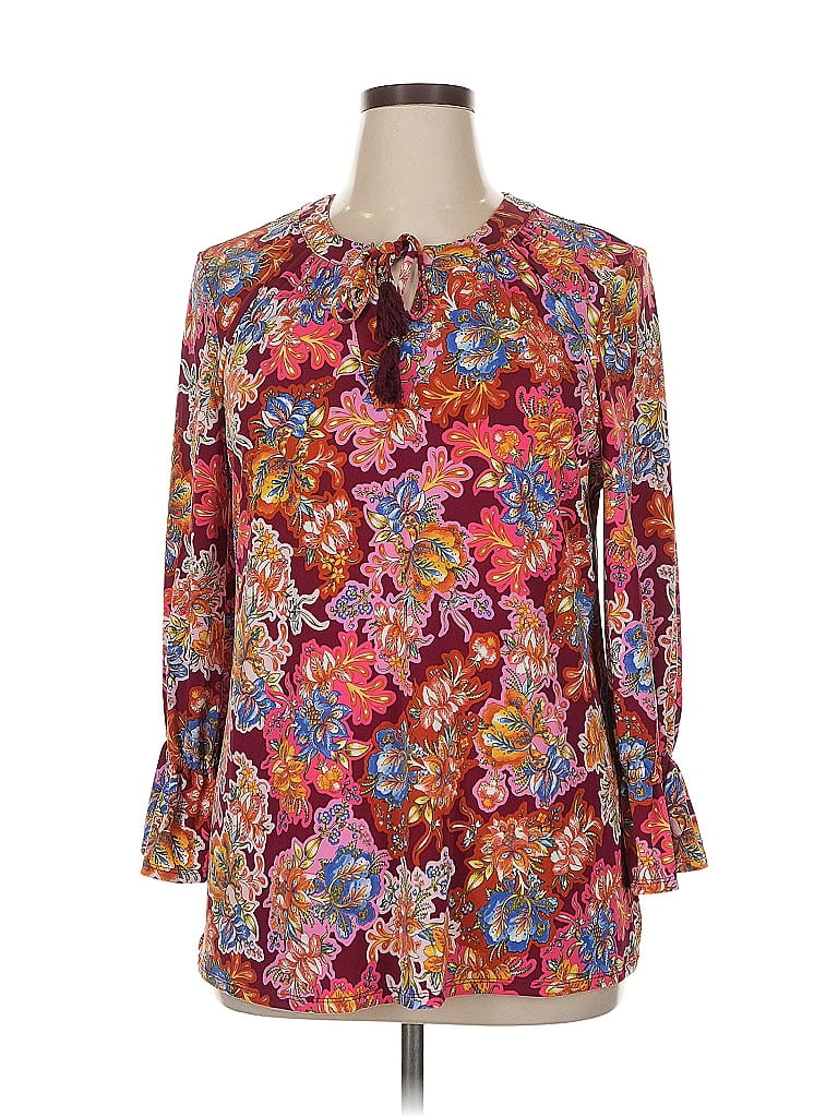 JM Collection Burgundy 3/4 Sleeve T-Shirt Size XL - 56% off | ThredUp