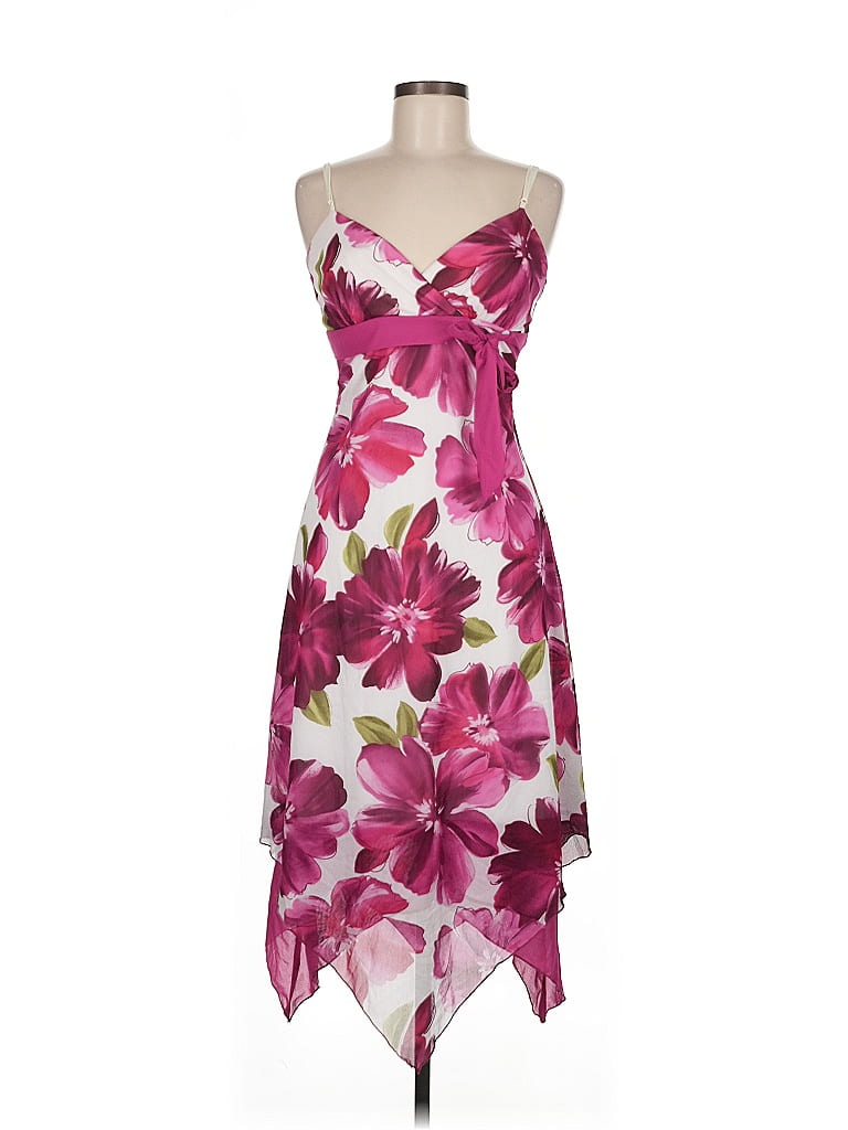 Trixxi 100% Polyester Tropical Pink Vibrant Pink Floral Summer Dress ...