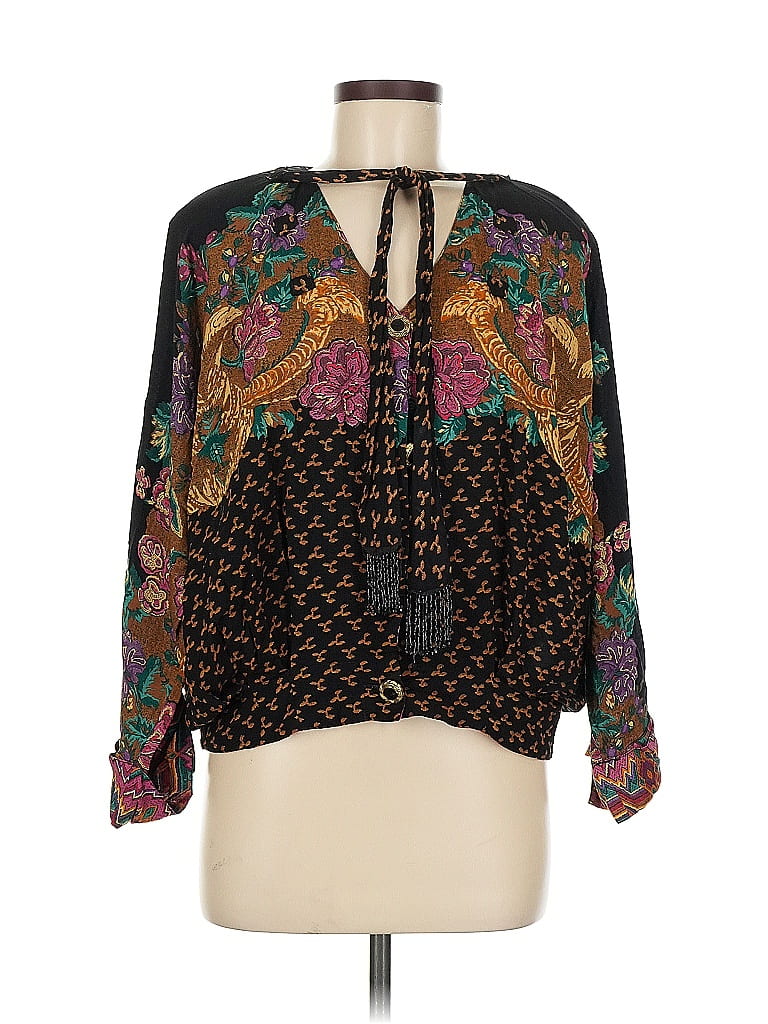 Carole Little 100% Rayon Black Bohemian Floral Multicolor Rayon Jacket ...