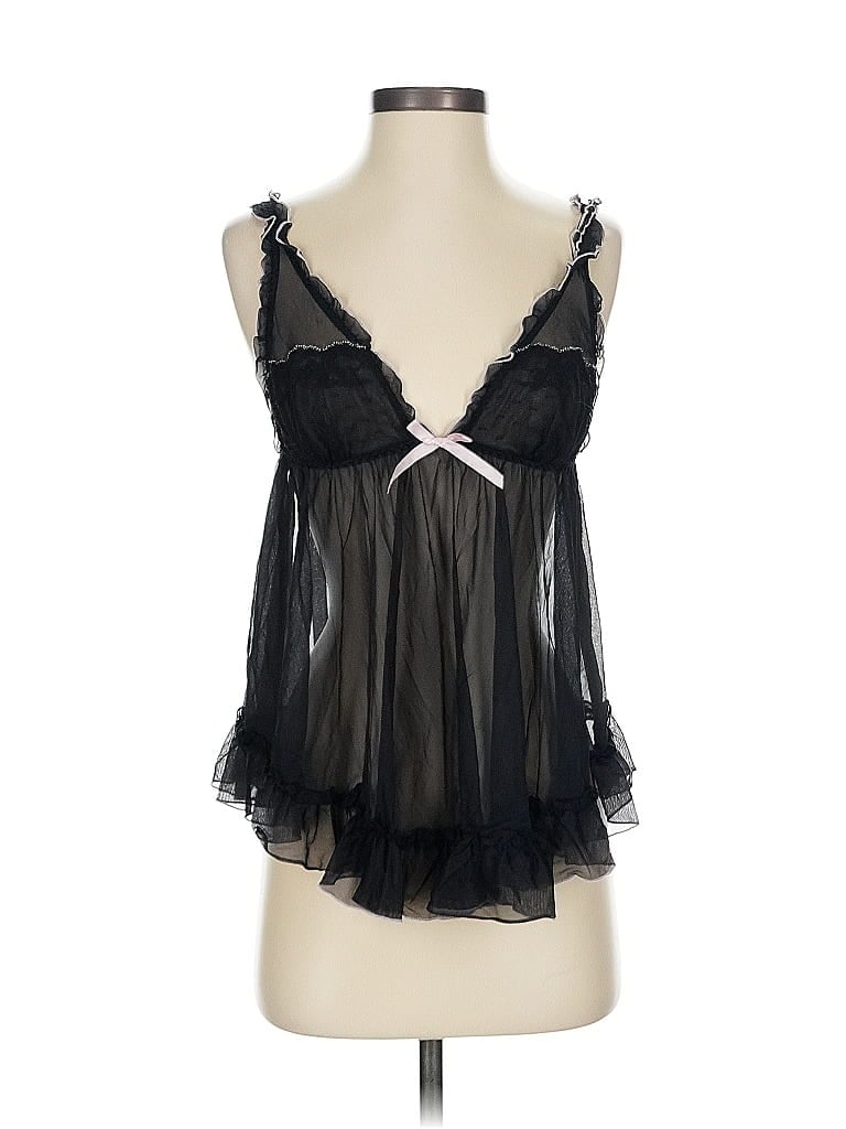 Victoria's Secret 100% Nylon Black Sheer Black Lace Frilly Dress Size S ...