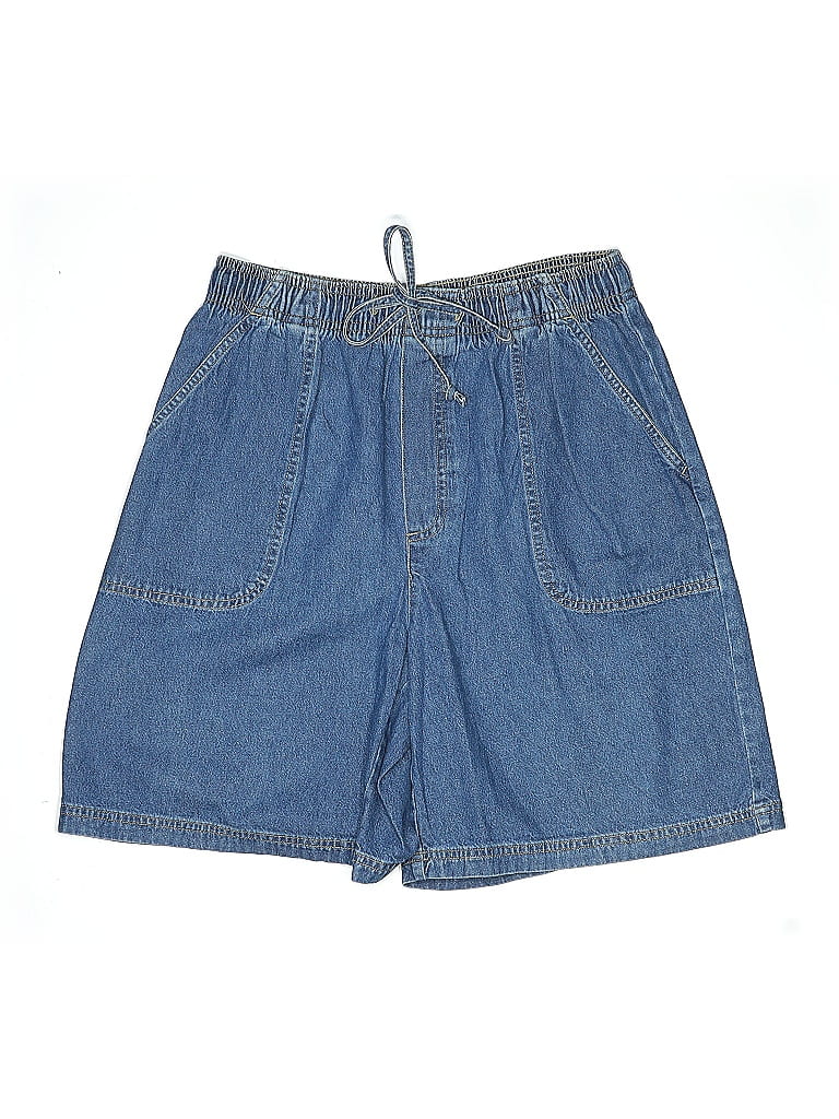 Classic Elements 100% Cotton Blue Blue Elastic Waist Denim Shorts Size ...