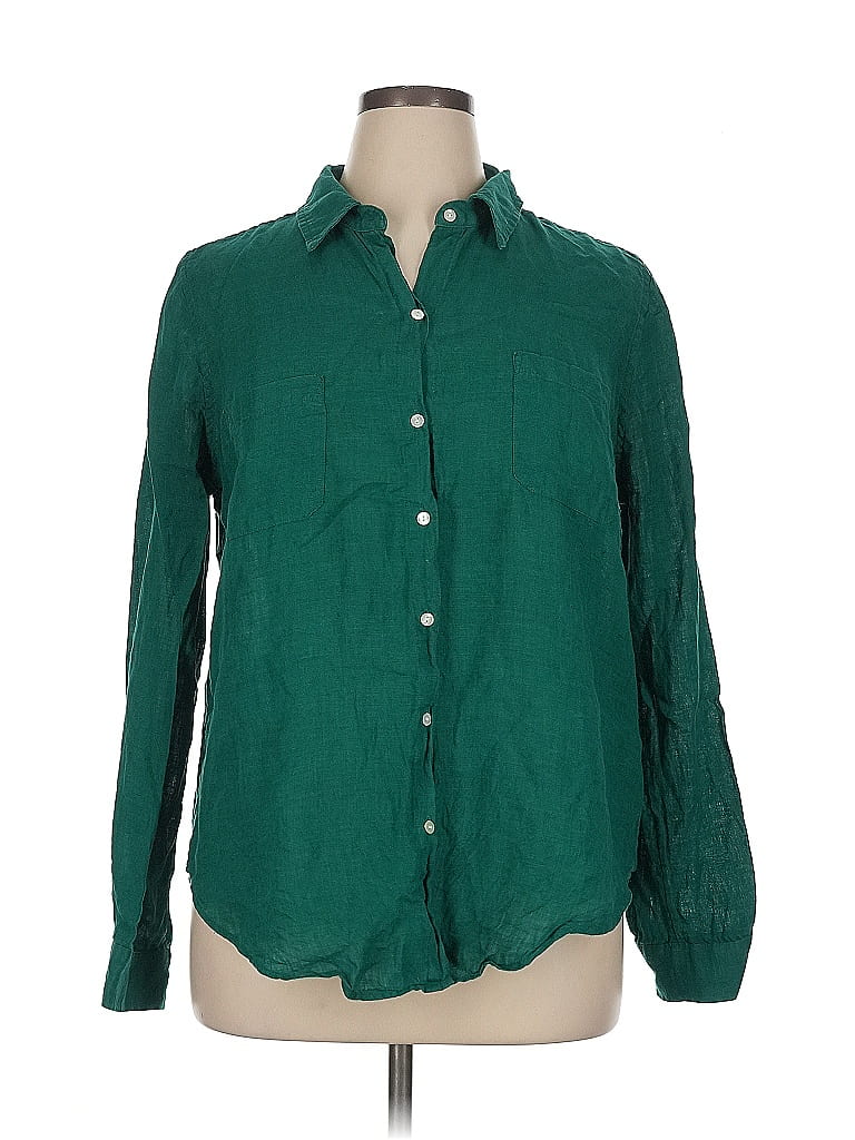 Lilly Pulitzer 100% Linen Green Long Sleeve Blouse Size XL - 63% off | ThredUp
