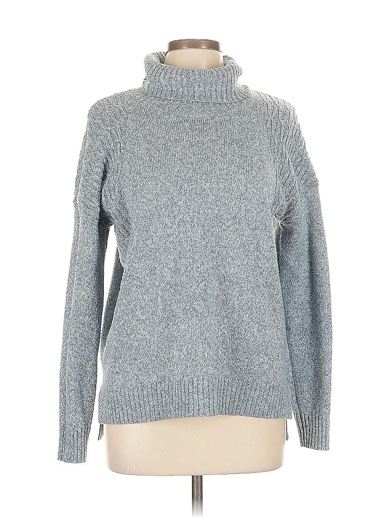 Evolution by Cyrus 100% Polyester Blue Turtleneck Sweater Size L - 77% ...