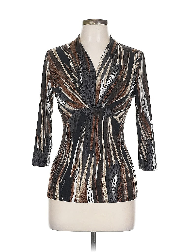 Laura Petites Brown Brown Animal Print Laura Top Size L (estimated ...
