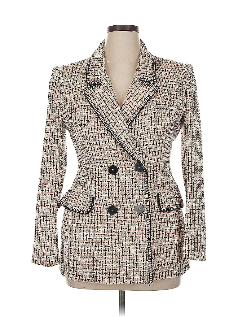 Zara 100% Acetate Houndstooth Ivory Blazer Size XL - 38% off | ThredUp