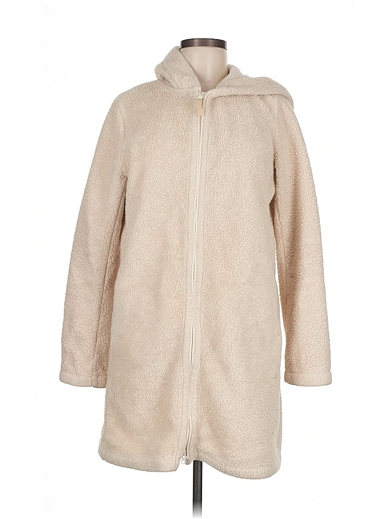 Uniqlo 100% Polyester Tan Coat Size M - 51% off | ThredUp