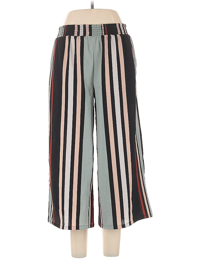 Angie 100% Polyester Stripes Gray Casual Pants Size L - 60% off | ThredUp