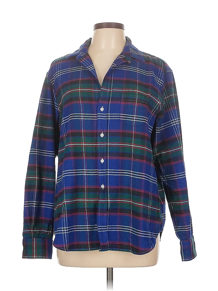 Frank & Eileen 100% Cotton Plaid Blue Long Sleeve Button-Down Shirt Size L - 73% off | ThredUp