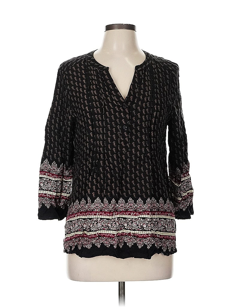 Fun2Fun 100% Rayon Black 3/4 Sleeve Blouse Size M - 66% off | ThredUp