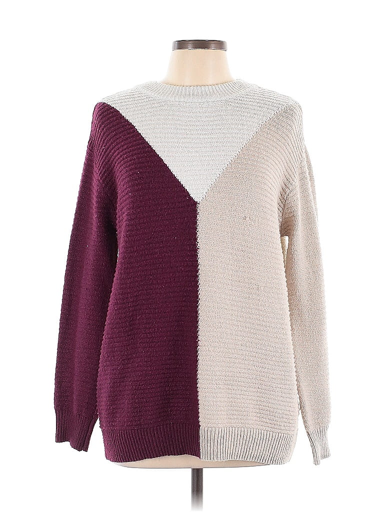 Staccato 100% Polyester Color Block Burgundy Pullover Sweater Size L ...