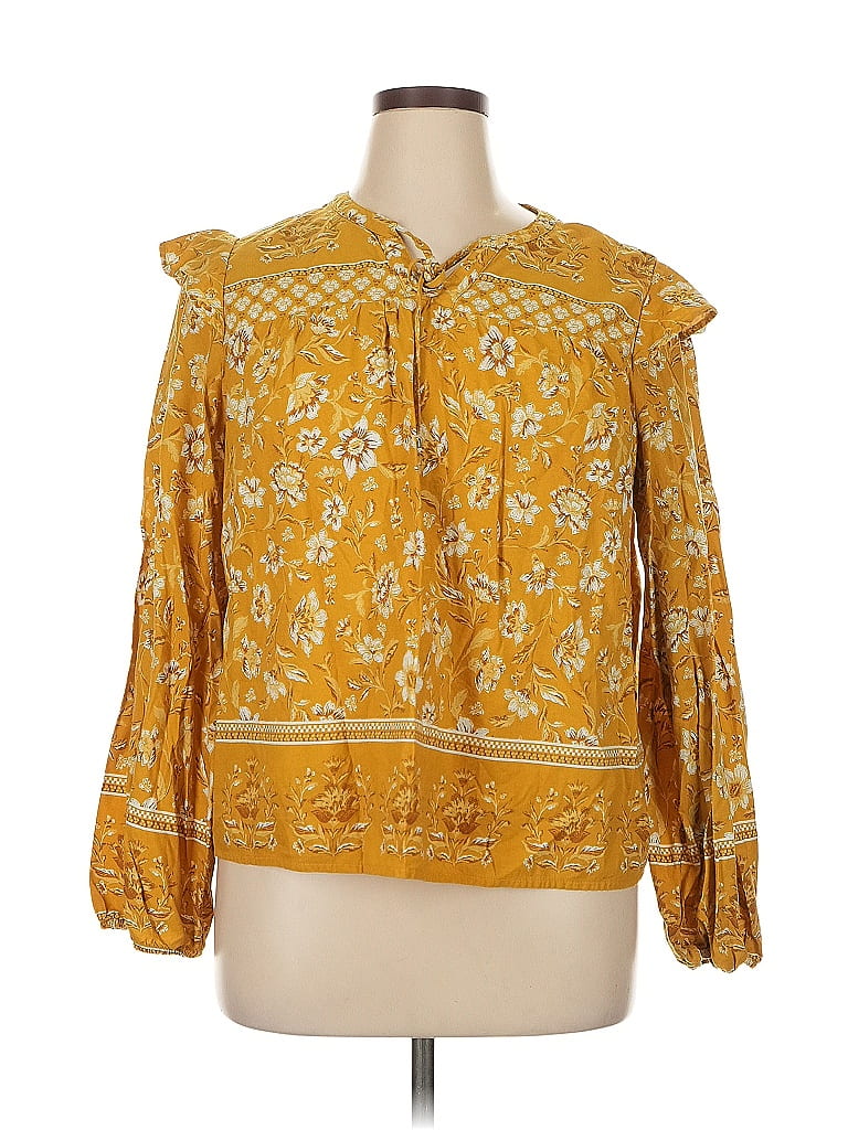 Time and Tru Gold Long Sleeve Blouse Size XL - 48% off | ThredUp
