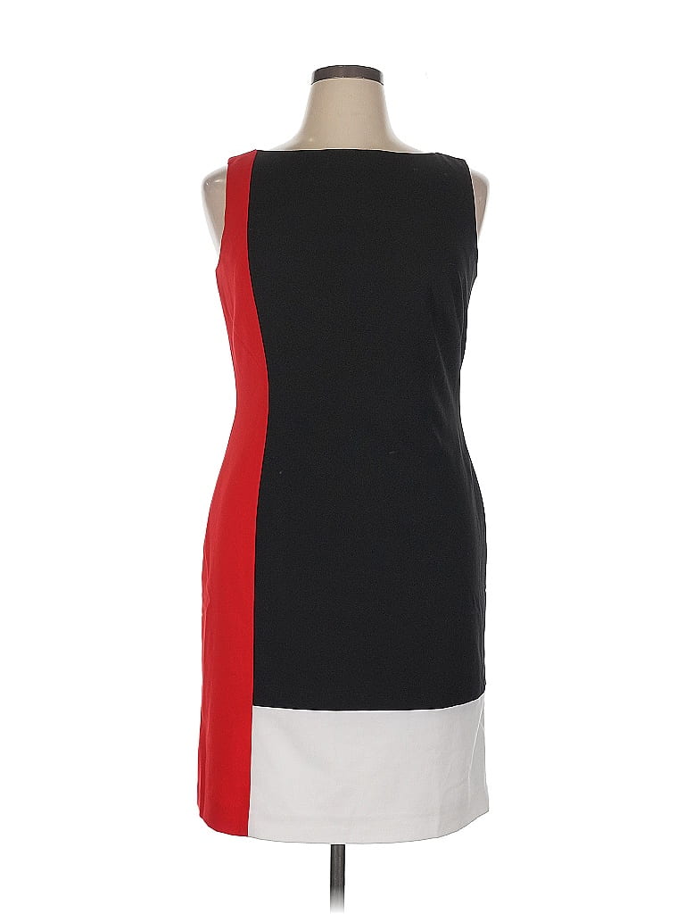 Lauren by Ralph Lauren 100% Polyester Color Block Black Cocktail Dress ...