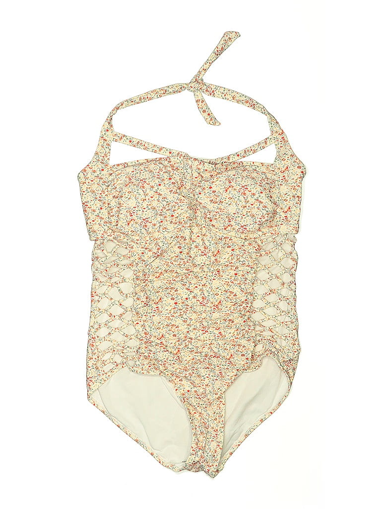 Meet.Curve Floral Ivory Red One Piece Swimsuit Size L - 55% off | ThredUp
