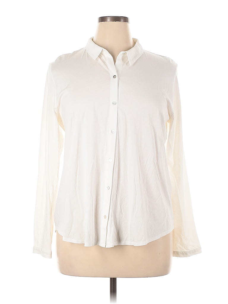 Eileen Fisher 100% Cotton Color Block Ivory Long Sleeve Button-Down Shirt Size XL - 73% off ...