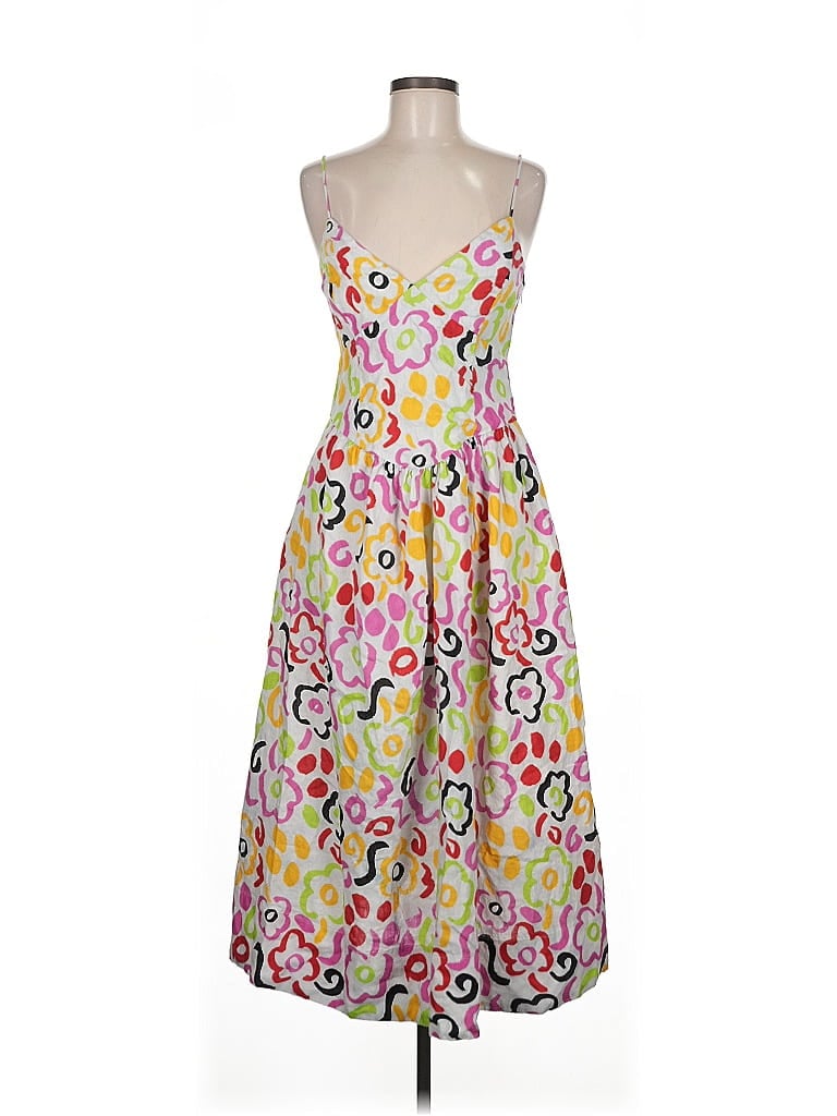 Rhode 100% Linen Floral Yellow Cocktail Dress Size 6 - 51% off | ThredUp