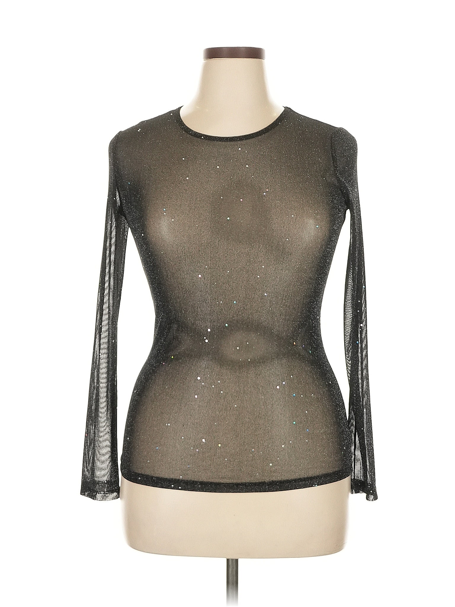 Alchimia Metallic Black Long Sleeve Top Size XL - 75% off | ThredUp