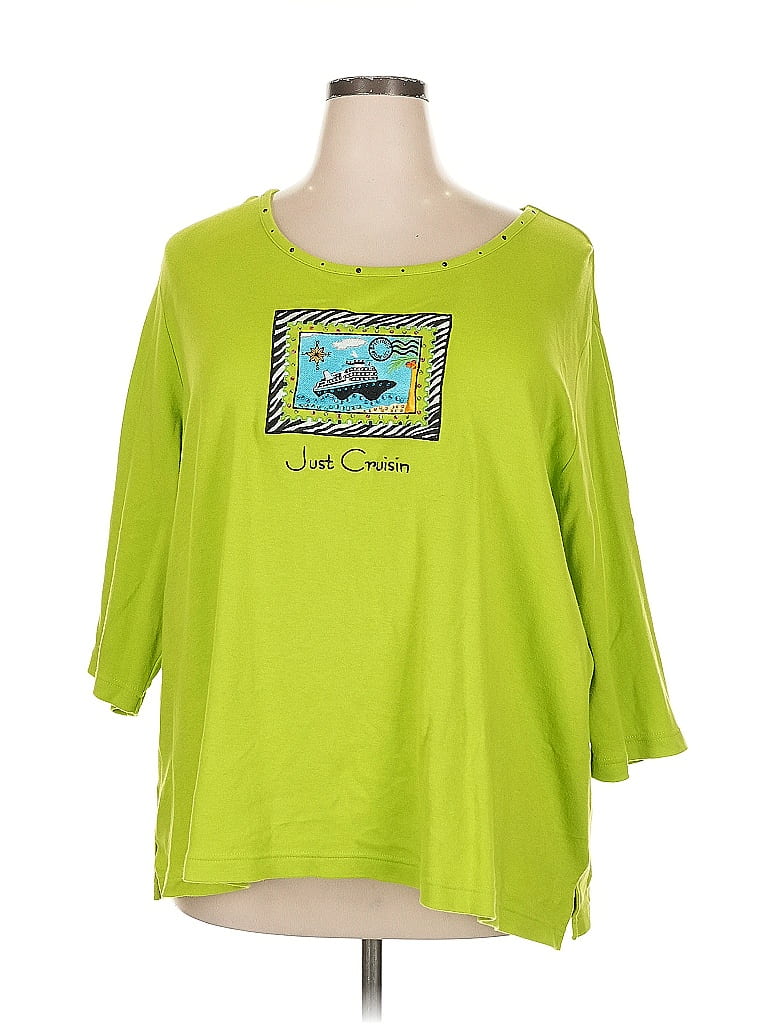 Quacker Factory Green 3/4 Sleeve Top Size 3X - 46% off | ThredUp