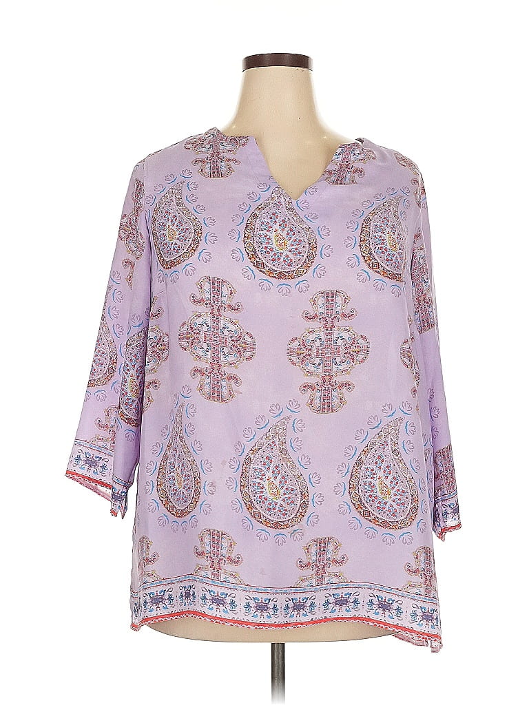Violet & Claire 100% Polyester Purple 3/4 Sleeve Blouse Size 2X - 64% ...