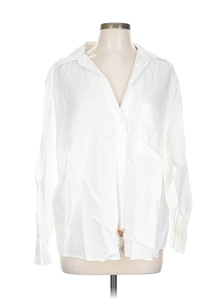 MNG White Long Sleeve Blouse Size 12 - 51% off | ThredUp