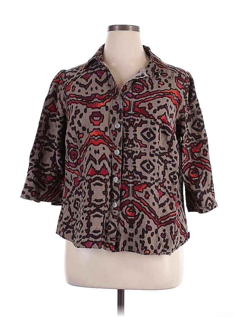 East5th Paisley Burgundy 3/4 Sleeve Button-Down Shirt Size 1X - 47% off | ThredUp