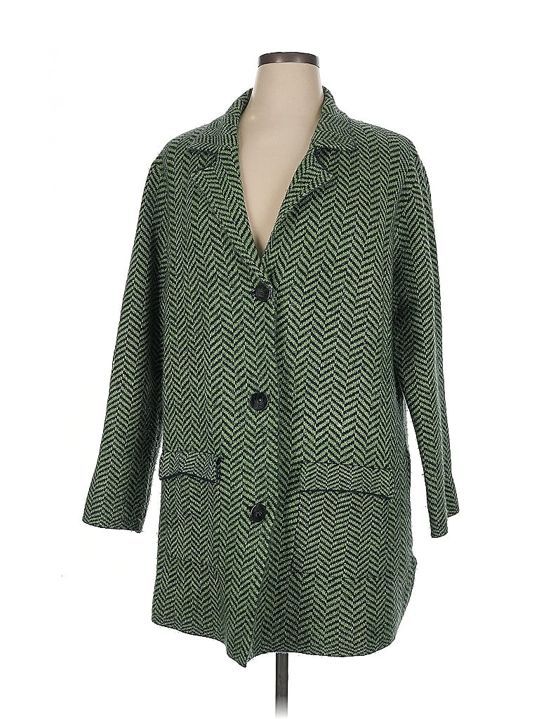 John & Jenn Chevron-herringbone Green Coat Size XL - 71% off | ThredUp