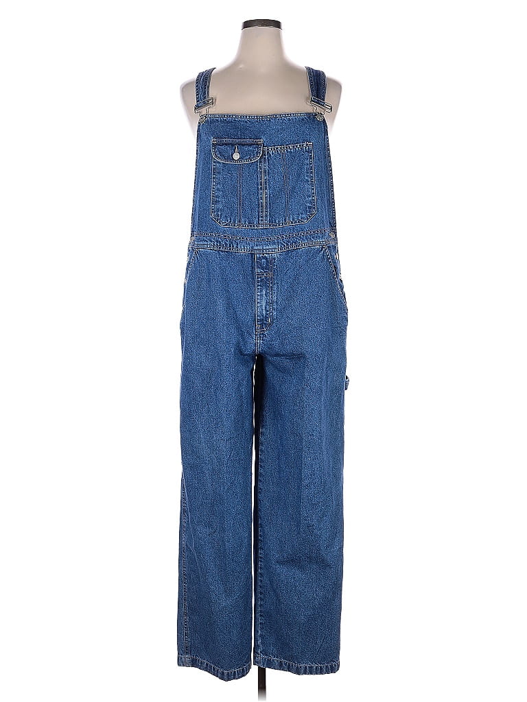 Faded Glory 100% Cotton Blue Blue Denim Overalls with Buttons Size XXL ...