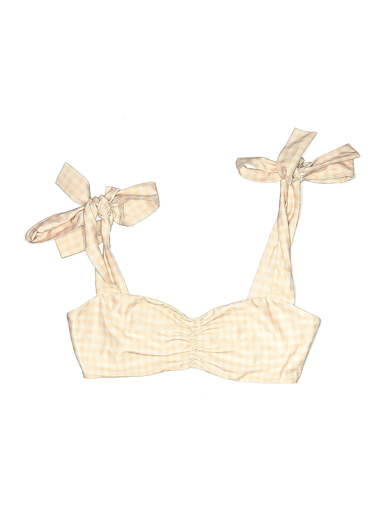 Reformation Checkered-gingham Ivory Orange Swimsuit Top Size M - 48% ...