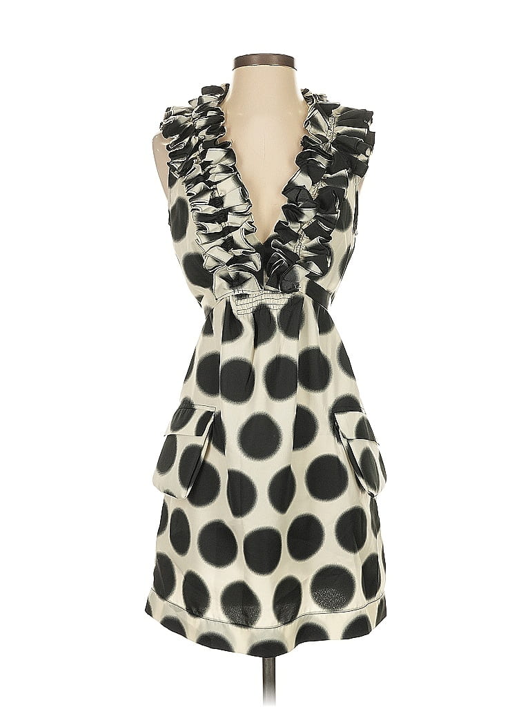 Double Zero 100% Polyester Polka Dots Ivory Cocktail Dress Size S - 70% ...