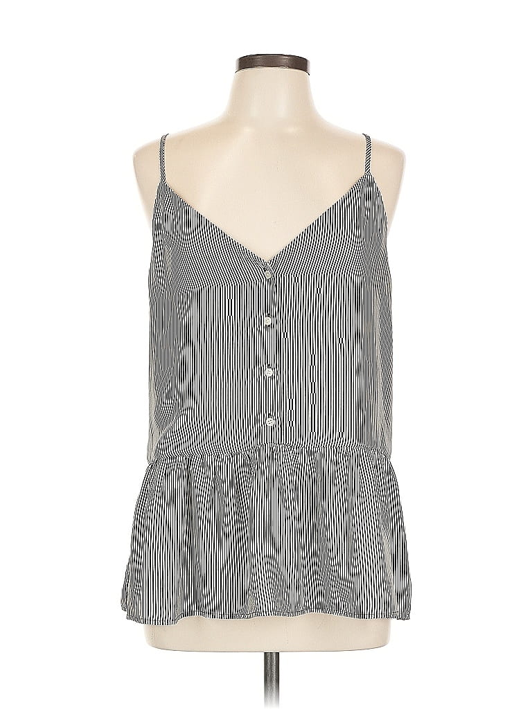 Ann Taylor LOFT Outlet 100% Polyester Gray Sleeveless Blouse Size L ...