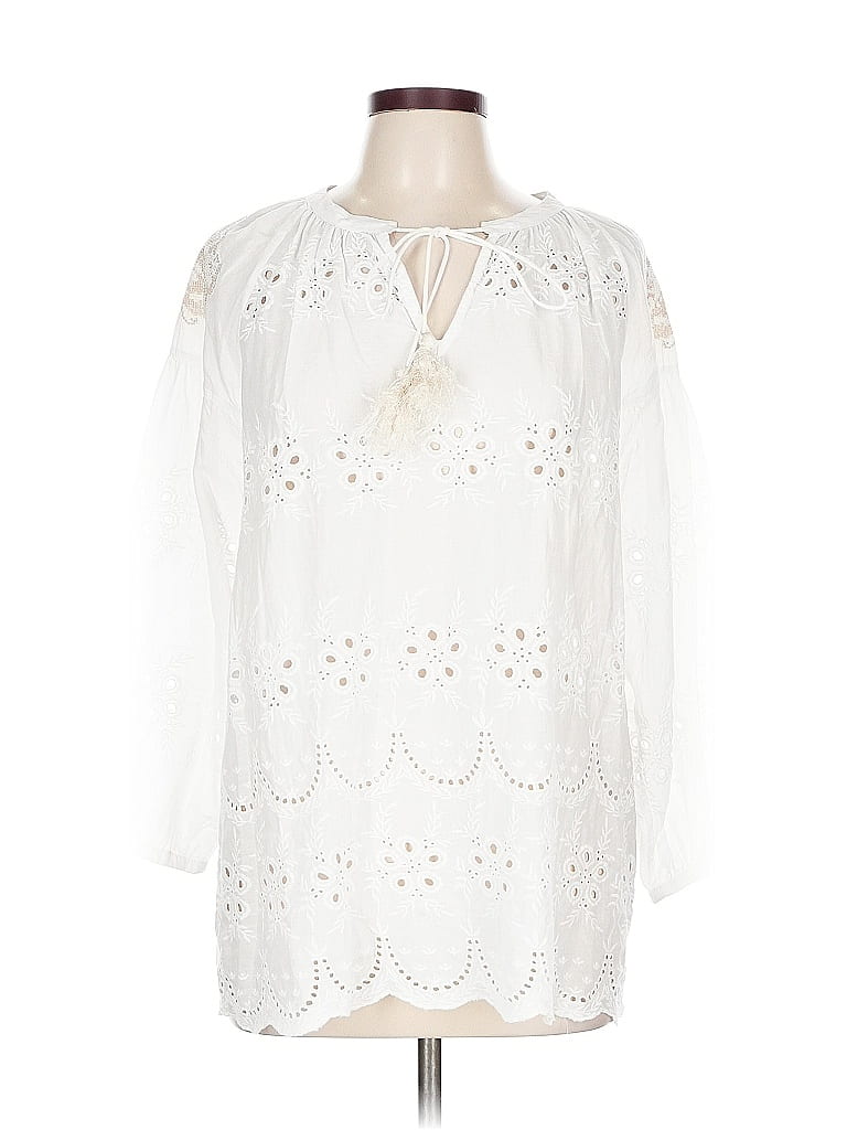 Tolani White 3/4 Sleeve Blouse Size L - 75% off | ThredUp
