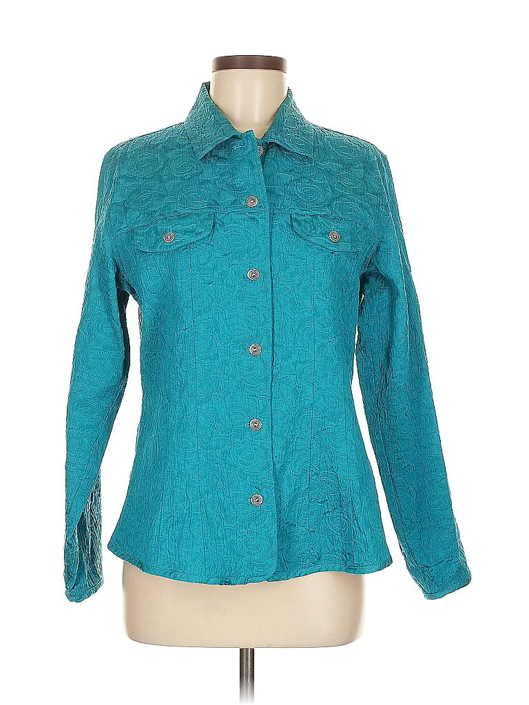 Chico's Teal Long Sleeve Button-Down Shirt Size M - 78% off | ThredUp