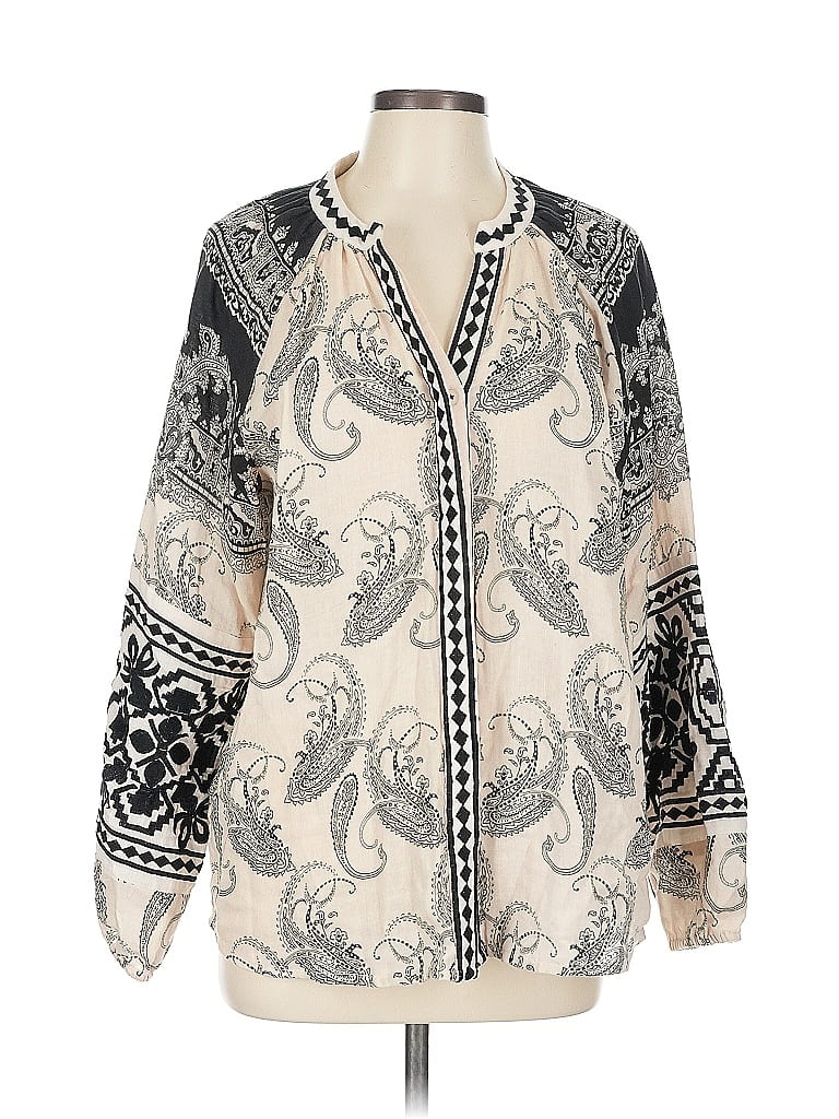 Tolani 100% Cotton Paisley Ivory Long Sleeve Blouse Size L - 74% off ...