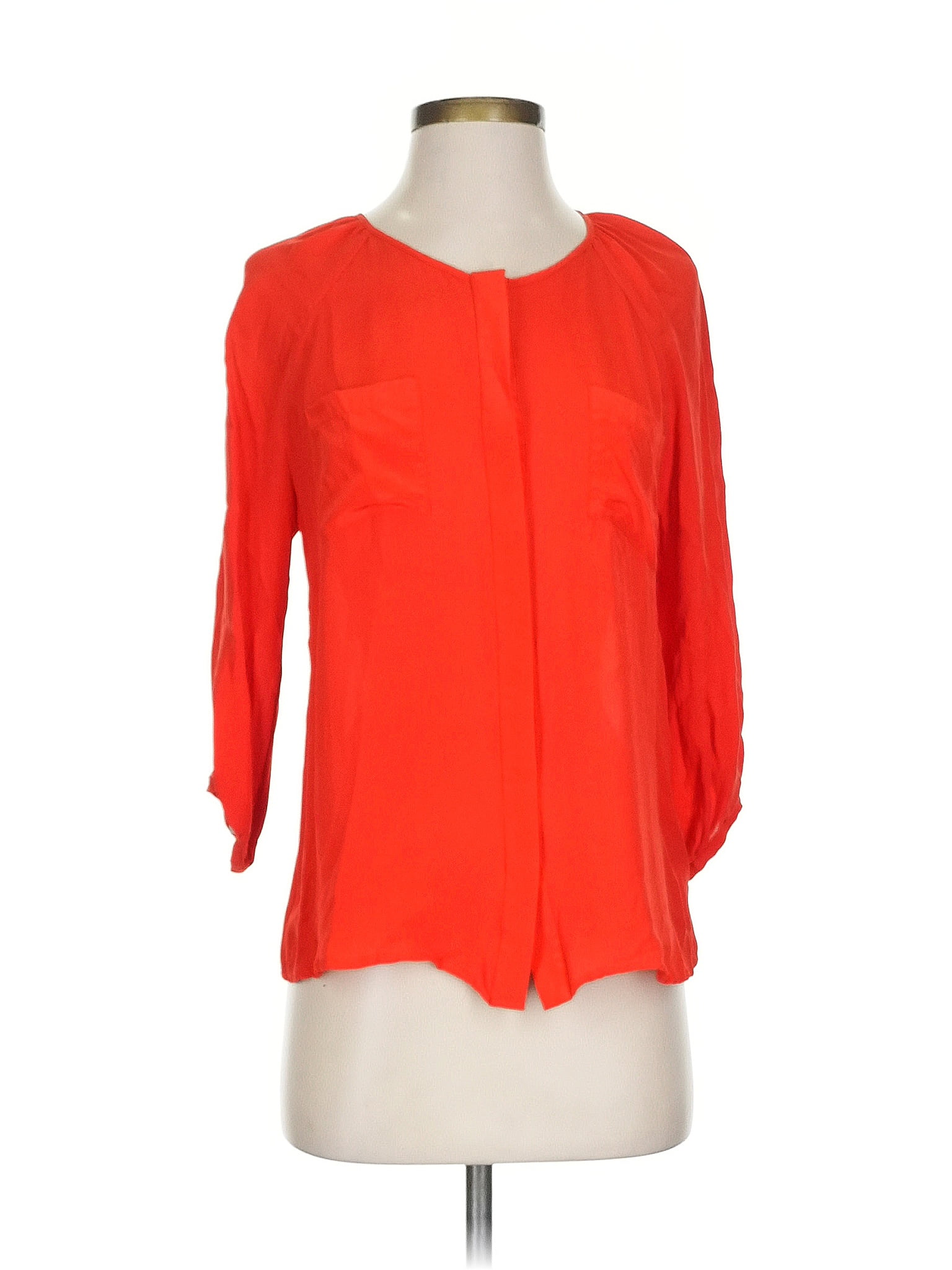 Si-iae Women Orange 3/4 Sleeve Silk Top S | eBay