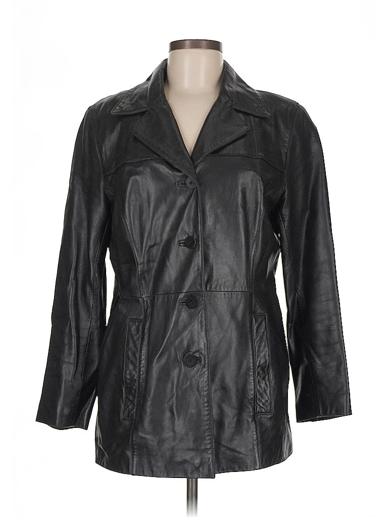 Siena Studio 100% Leather Black Faux Leather Jacket Size M - 73% off | ThredUp
