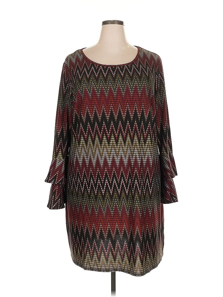 Tacera Chevron-herringbone Burgundy Casual Dress Size 2X - 39% off ...