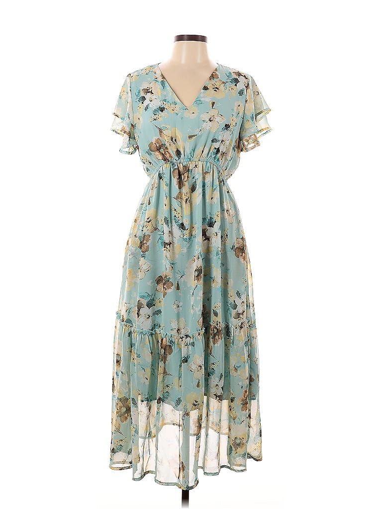 Hayden 100% Polyester Floral Blue Casual Dress Size L - 66% off | ThredUp