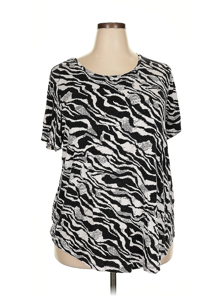 JM Collection Animal Print Silver Short Sleeve T-Shirt Size 2X - 56% ...