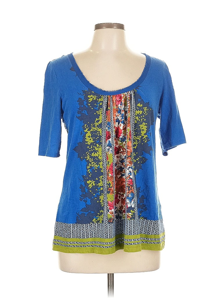 Akemi + Kin 100% Cotton Blue Short Sleeve Blouse Size L - 61% off | ThredUp