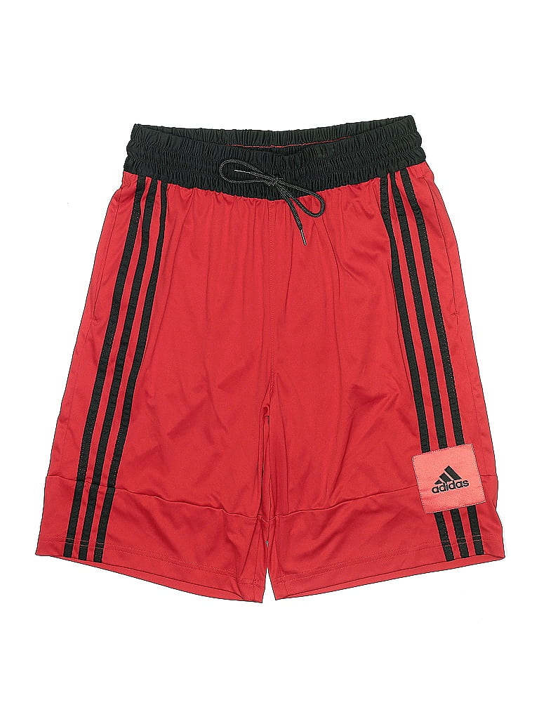 Adidas 100% Recycled Polyester Solid Red Athletic Shorts Size M - 51% ...