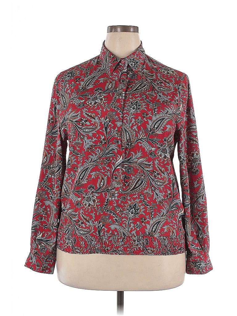 Alfred Dunner 100% Polyester Paisley Red Long Sleeve Blouse Size 18 - 44% off | ThredUp