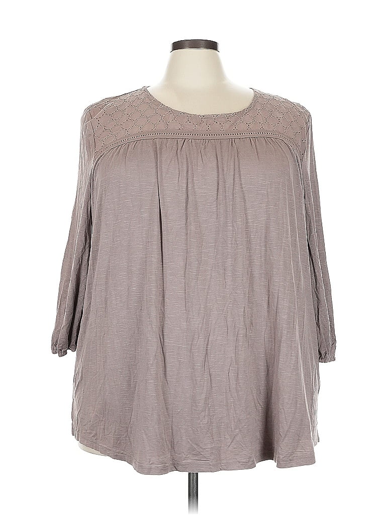 Suzanne Betro Gray 3/4 Sleeve Blouse Size 4X - 66% off | ThredUp