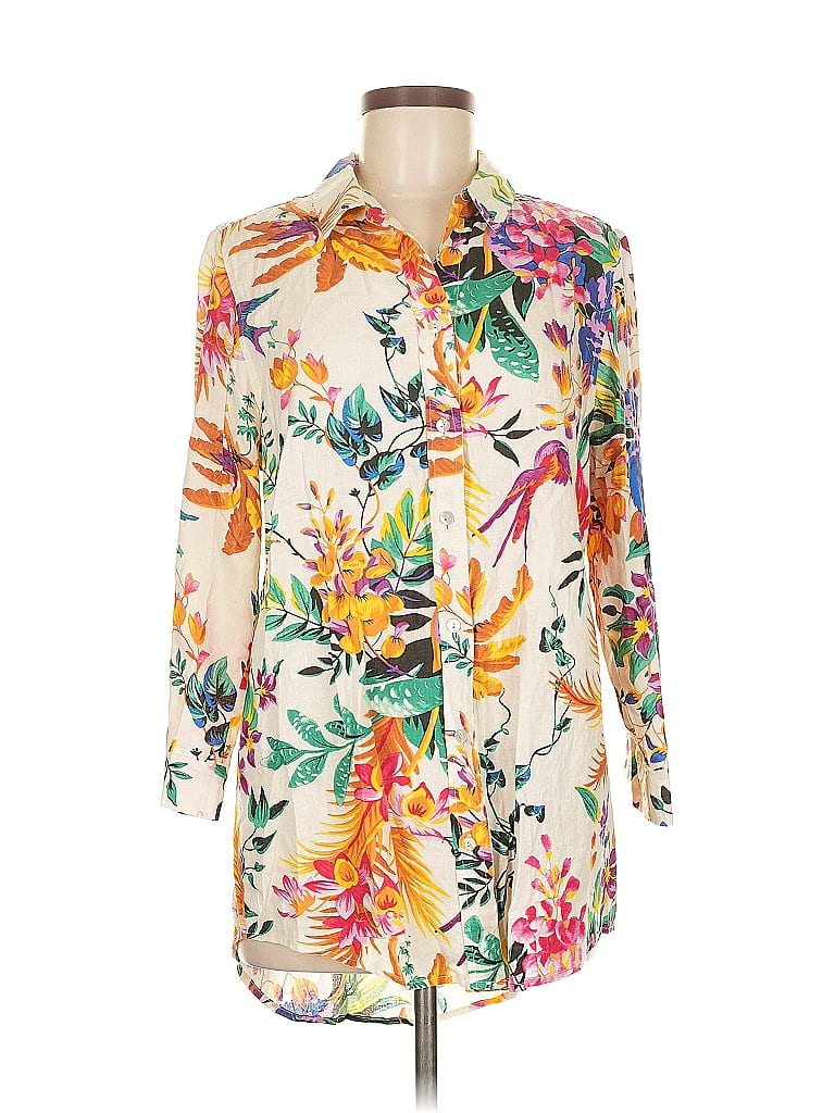 RACHEL Rachel Roy Floral Ivory 3/4 Sleeve Blouse Size M - 71% off | ThredUp