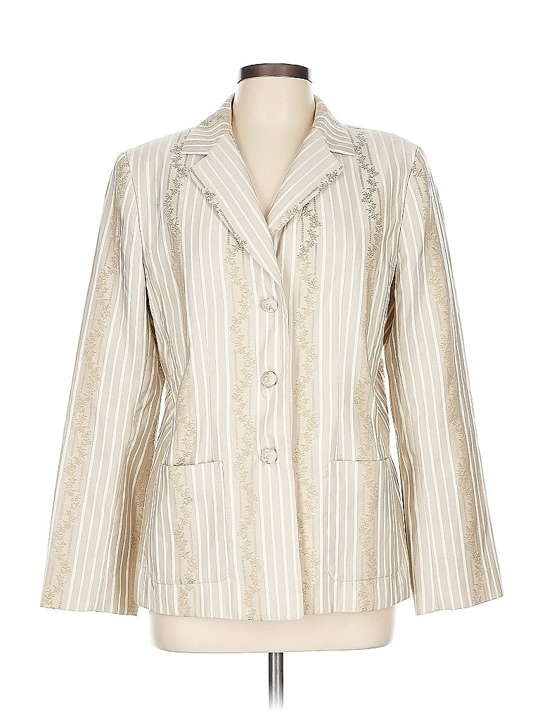 Kasper Stripes Ivory Blazer Size 12 - 74% off | ThredUp