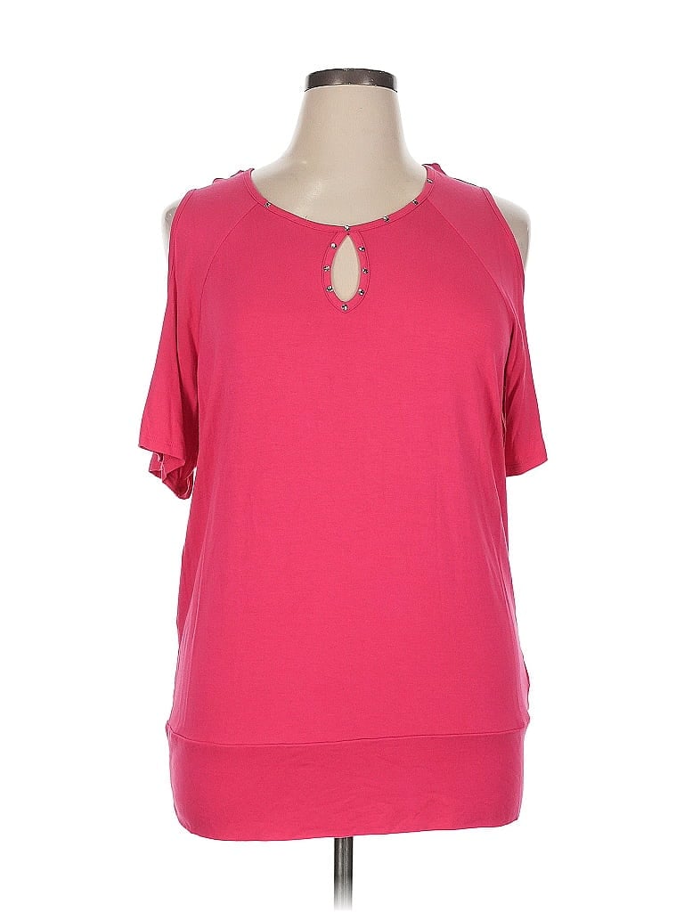 JM Collection Pink Short Sleeve Top Size 1X - 48% off | ThredUp