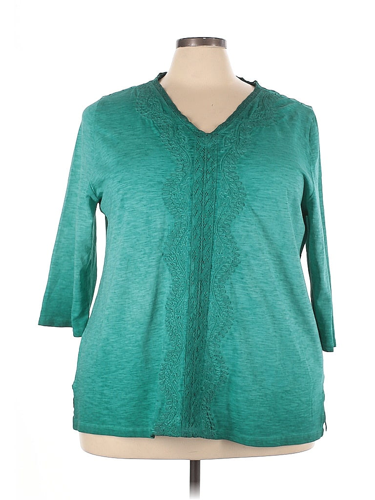 Soft Surroundings 100% Cotton Teal 3/4 Sleeve Top Size 3X - 62% off ...